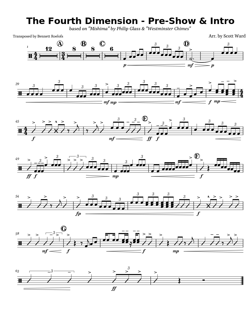 The Fourth Dimension - Pre-Show & Intro Sheet Music for Bass drum ...