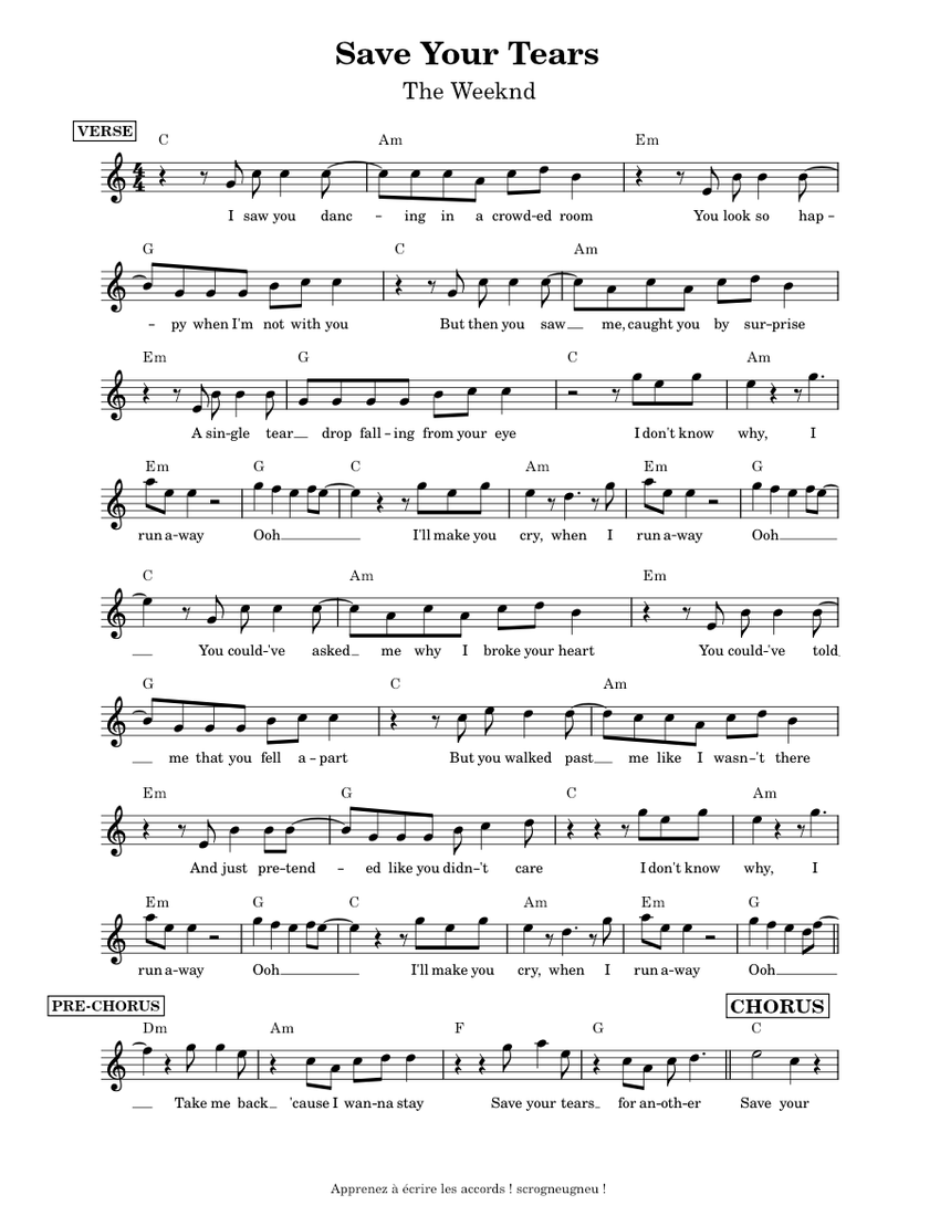 Save your tears – The Weeknd Sheet music for Piano (Solo) Easy ...