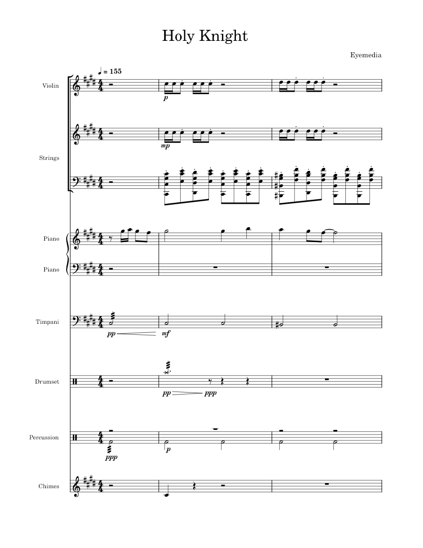 [Cytus] Eyemedia - Holy Knight Sheet music for Piano, Vocals, Timpani ...