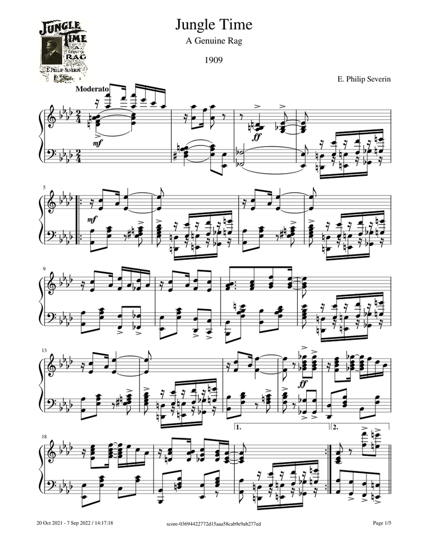 Jungle Time – E. Philip Severin Sheet Music for Piano (Solo ...