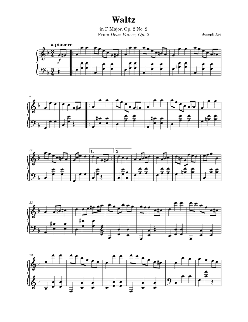 Joseph Xie: Waltz in F Major - From 'Deux Valses, Op. 2' Sheet music for Piano (Solo ...