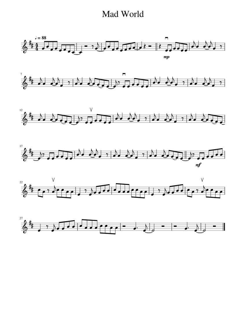 Mad_World Sheet music for Violin (Solo) | Musescore.com