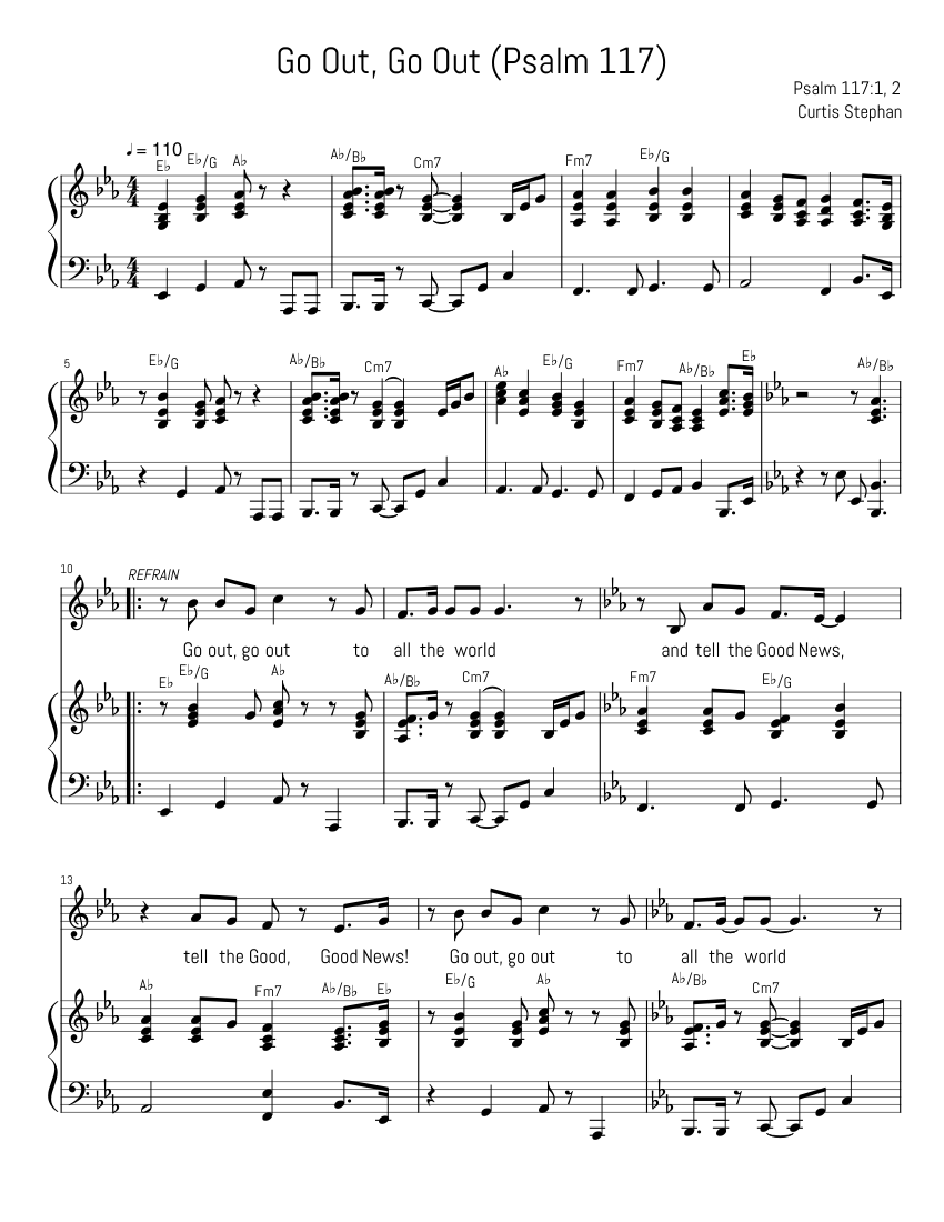 Psalm 117 Go Out Go Out Stephan Sheet Music with Chords for Piano ...