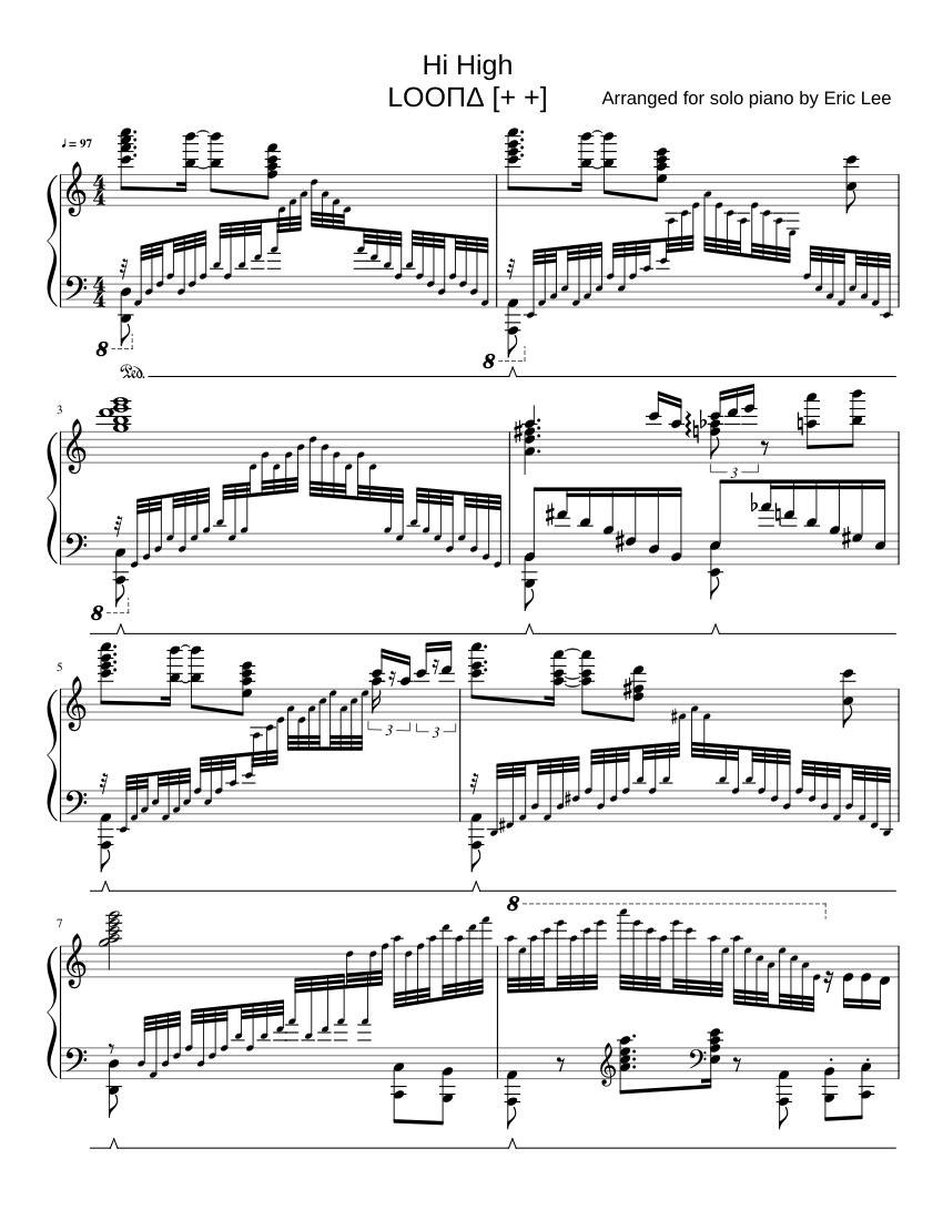 LOONA - Hi High - Advanced Piano Solo Sheet Music for Piano (Solo ...