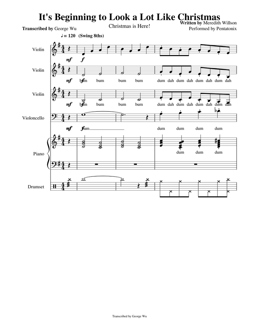 It's Beginning to Look A Lot Like Christmas - String Sheet music for ...