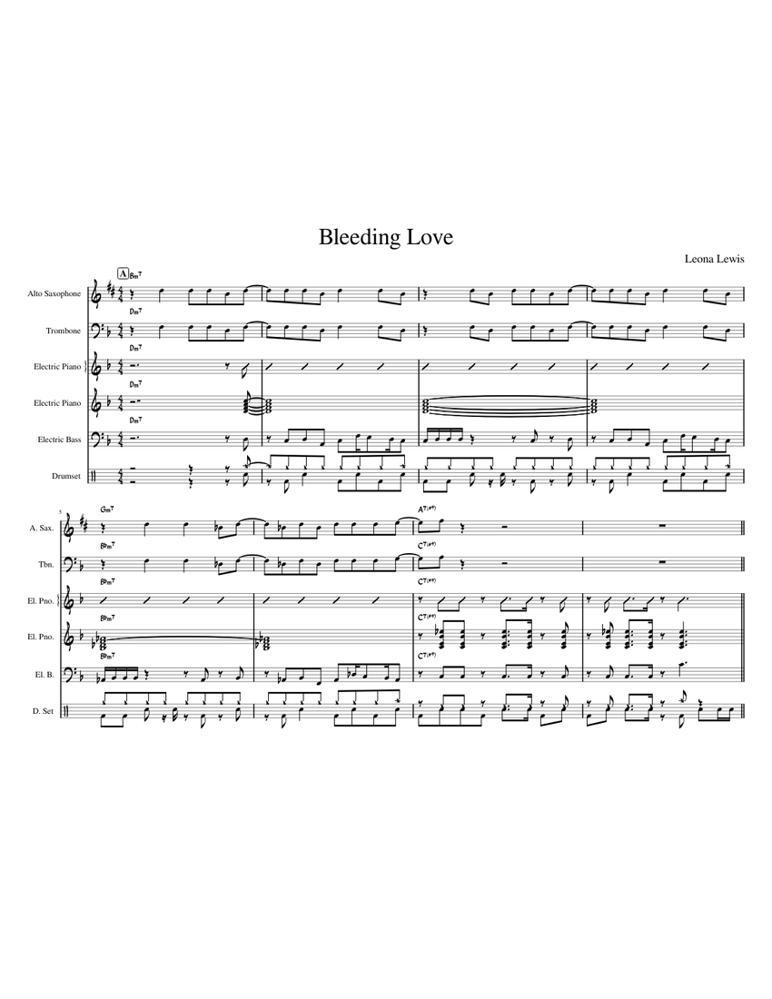 Bleeding Love Sheet Music with Chords for Piano, Trombone, Saxophone ...