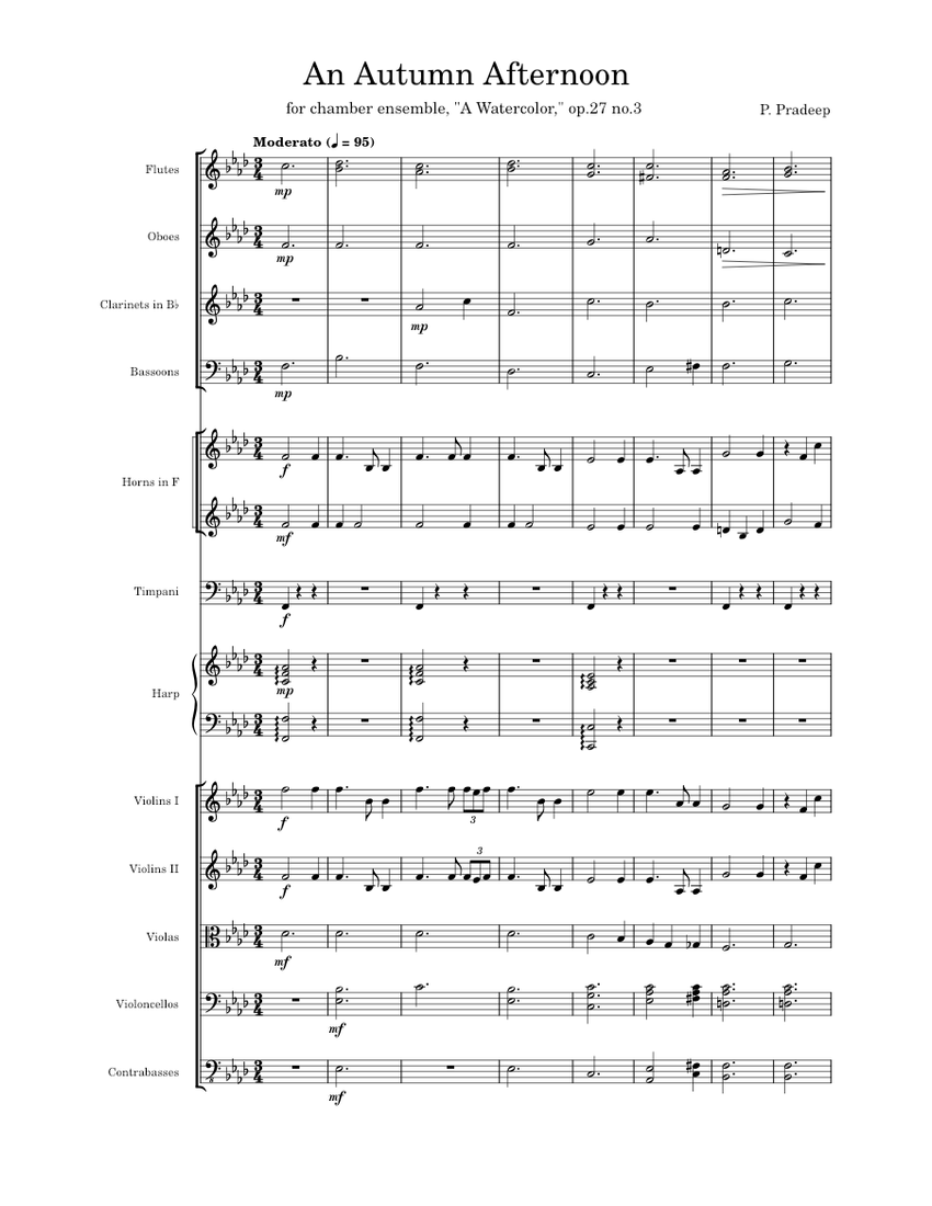 "An Autumn Afternoon" - for orchestra, op.27 no.3 Sheet music for Flute ...