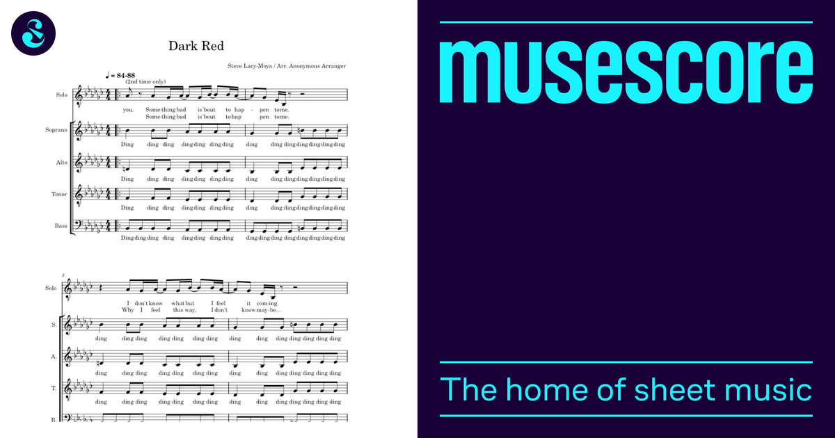 Dark Red (Steve Lacy) Sheet Music for Bass guitar, Synthesizer (Mixed ...