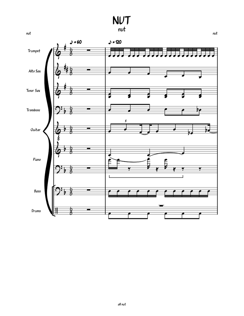 NUT Sheet music for Piano, Trombone, Saxophone alto, Saxophone tenor ...