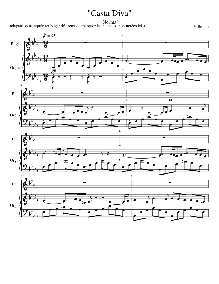 Norma, Casta Diva – Vincenzo Bellini Sheet music for Organ, Flugelhorn ...