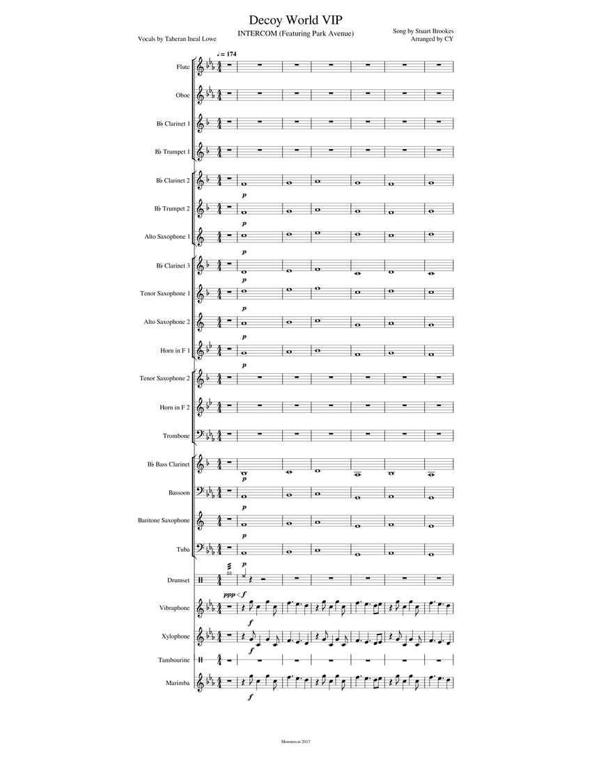 Decoy World VIP - INTERCOM Sheet Music for Trombone, Tuba, Tambourine ...