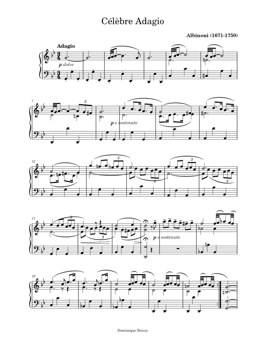 Adagio – Tomaso Albinoni Sheet Music for Accordion (Solo) | MuseScore.com