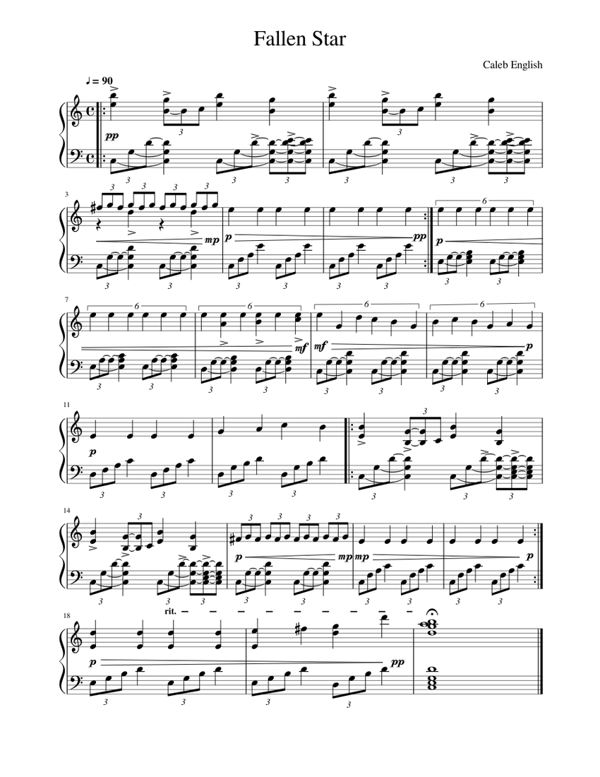 Fallen Star Sheet Music for Piano (Solo) easy | MuseScore.com