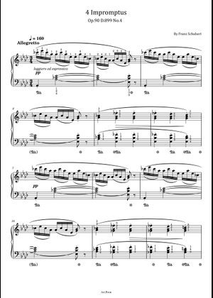 Impromptu op. 90 d. 899 no. 2 in E-Flat Major - Franz Schubert Sheet Music for Piano (Solo ...