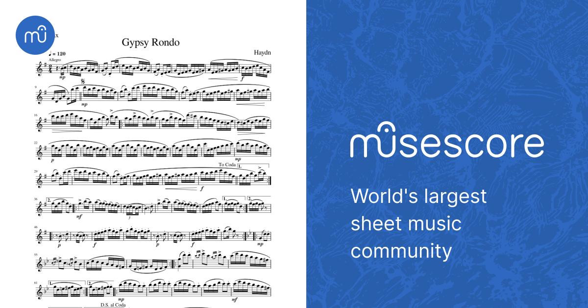 Haydn Gypsy Rondo from Piano Trio No.39 in G major Hob.XV:25 Sheet ...