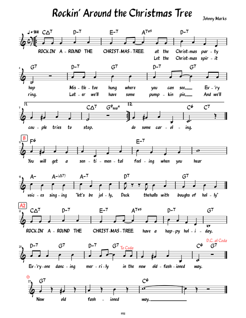 Rockin´Around the Christmas Tree (Lead sheet with lyrics ) Sheet Music ...