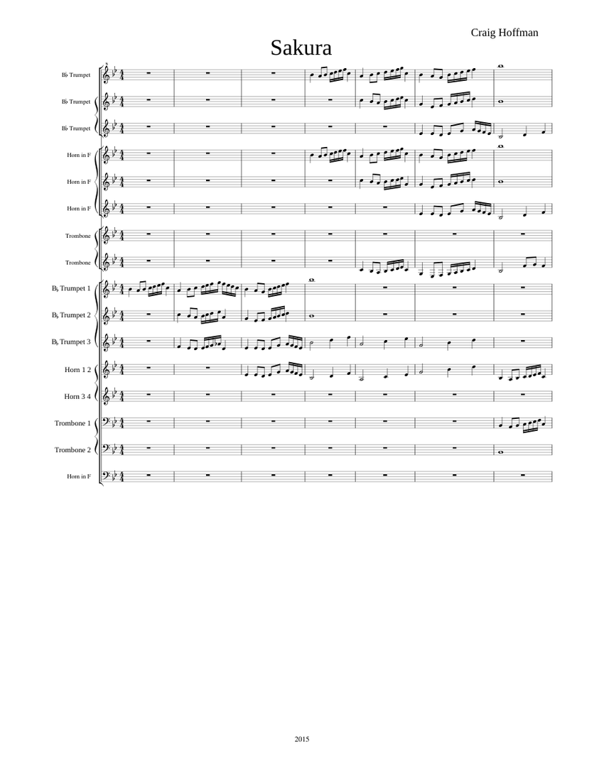 Sakura 2019 Update 1 2021 brass Sheet Music for Trombone, Cornet ...