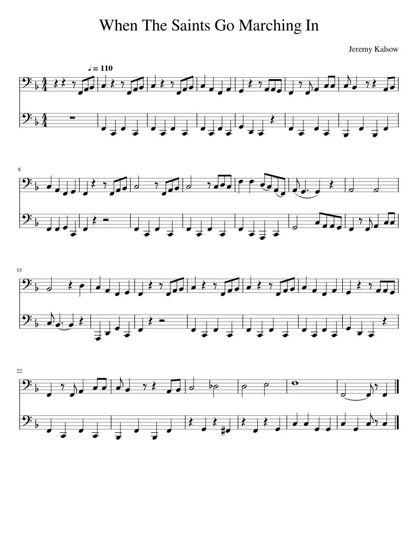 (Tuba Duet) When the Saints Go Marching In Sheet Music for Tuba (Solo ...