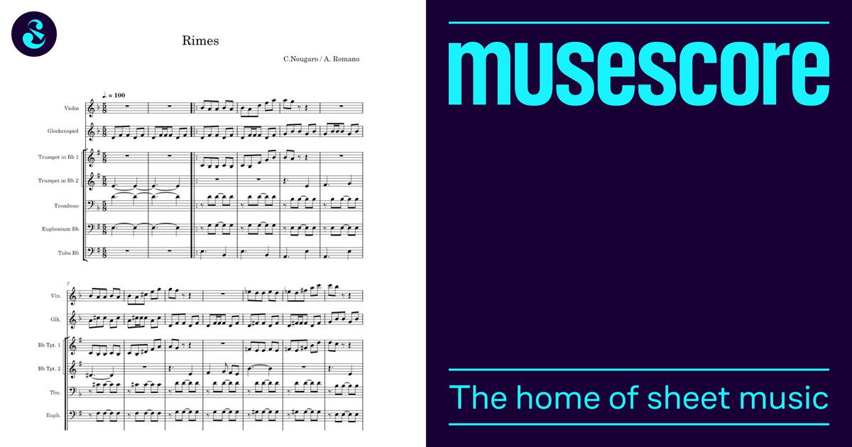 Rimes - C. Nougaro Sheet music for Trombone, Tuba, Glockenspiel, Violin ...