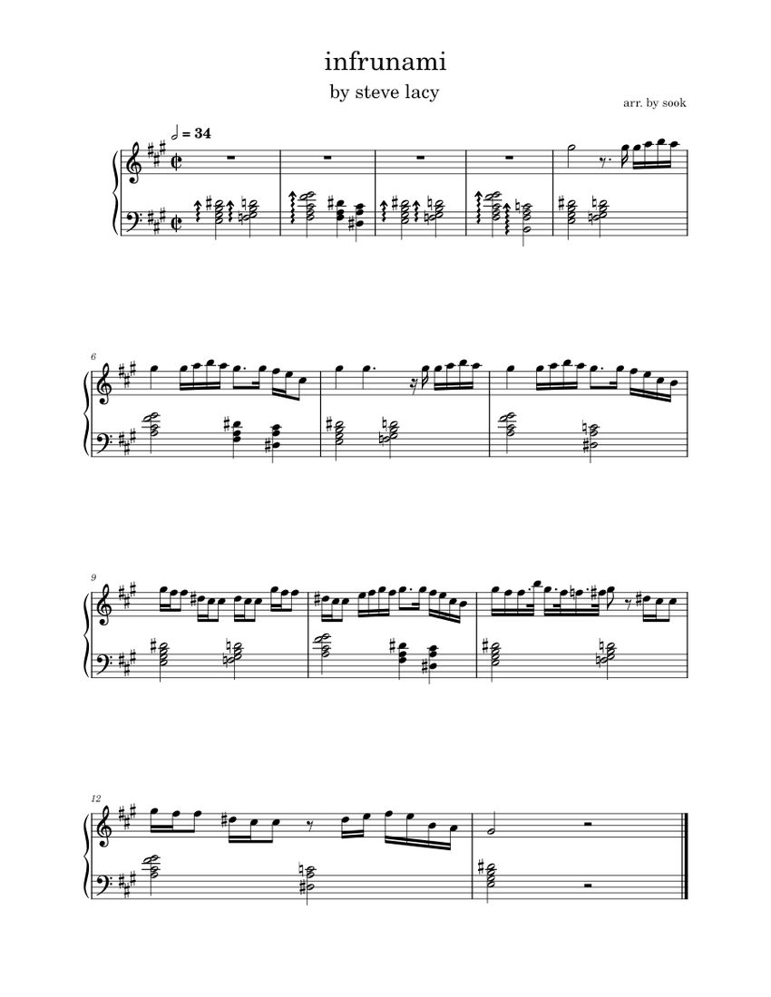 Infrunami – Steve Lacy Sheet music for Piano (Solo) | Musescore.com