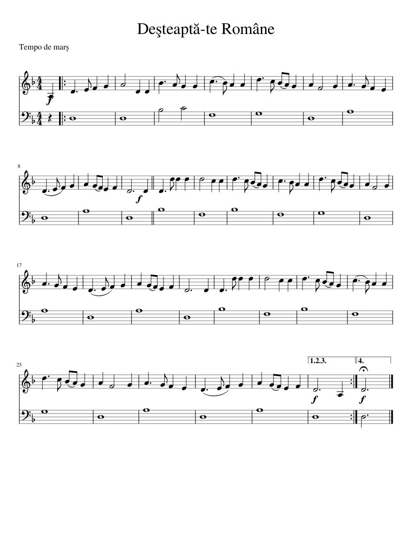 Desteapta-te Romane Sheet Music for Piano (Solo) easy | MuseScore.com