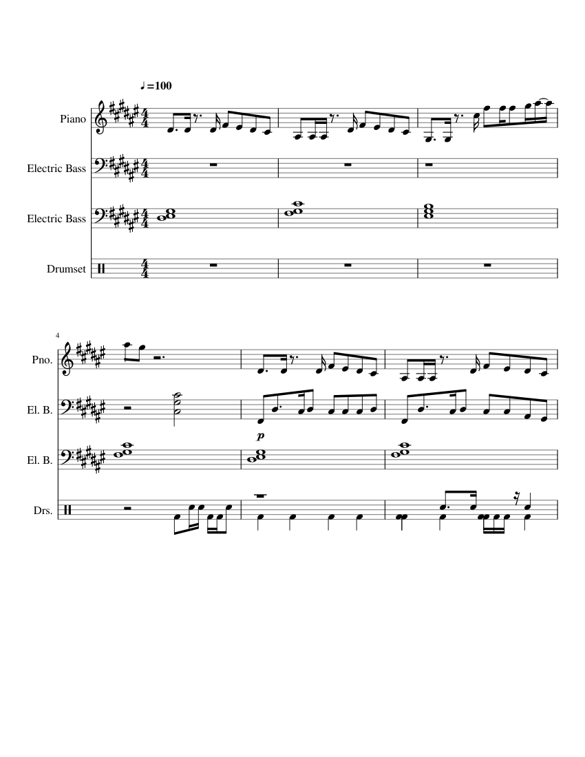 Unoriginal 2 0 Sheet music for Piano, Bass guitar, Drum group (Mixed ...