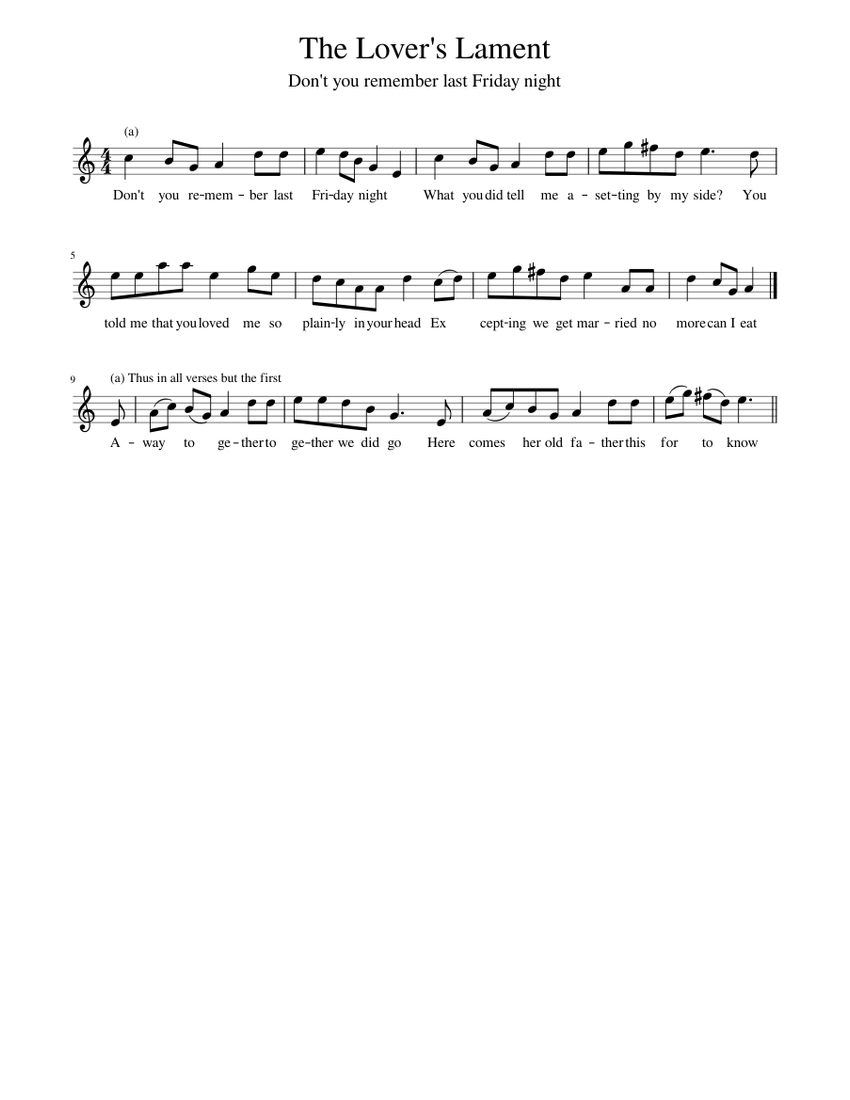 The Lover's Lament Sheet Music for Piano (Solo) easy | MuseScore.com