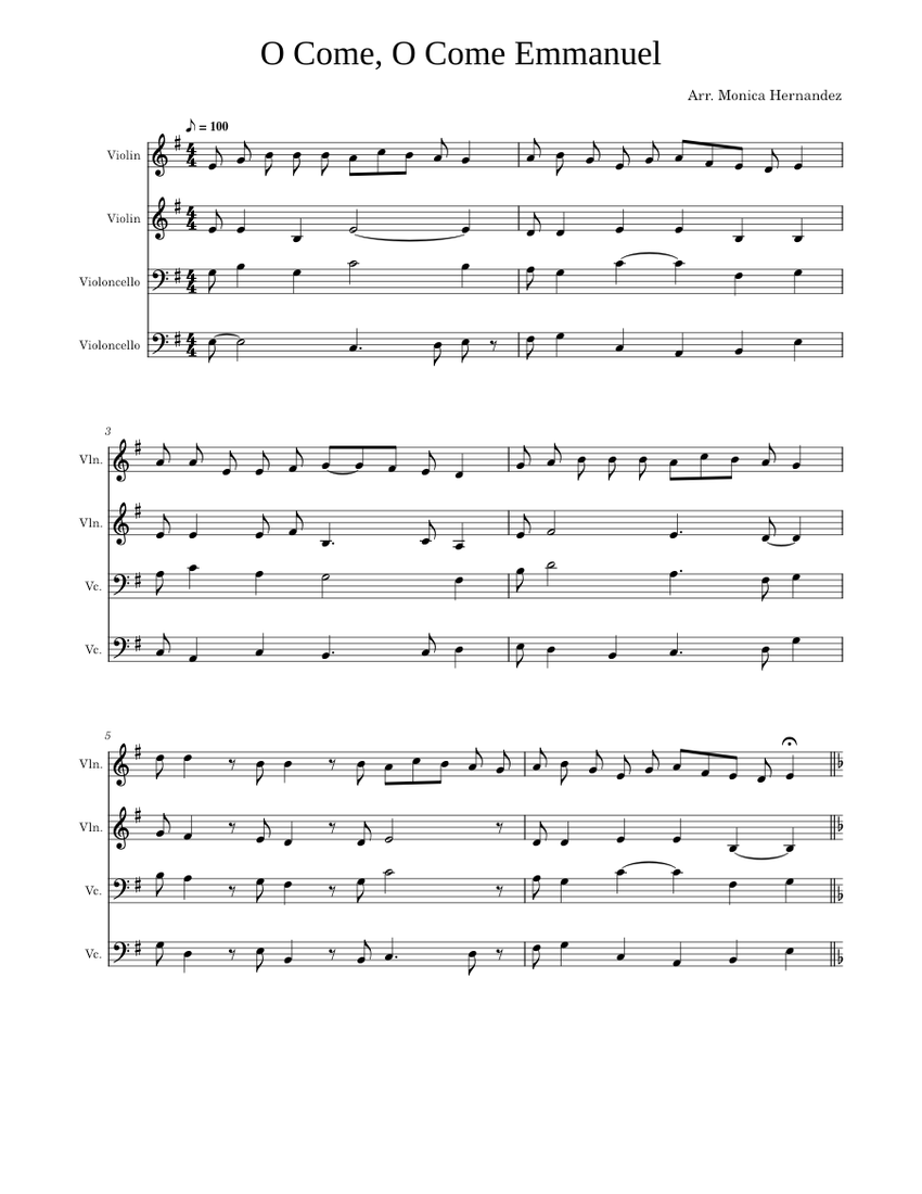 Christmas hymns string quartet Sheet Music for Violin, Cello (String ...