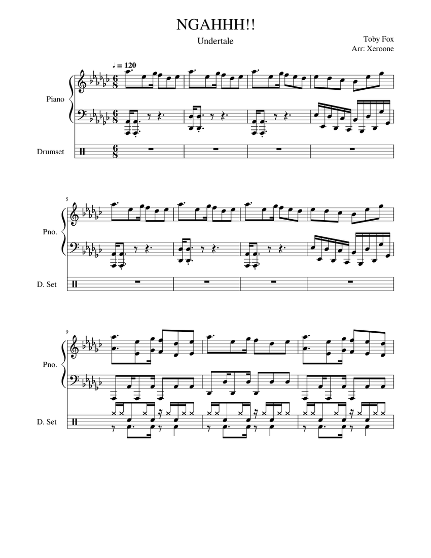 NGAHHH!! Sheet music for Piano, Drum group (Mixed Duet) | Musescore.com