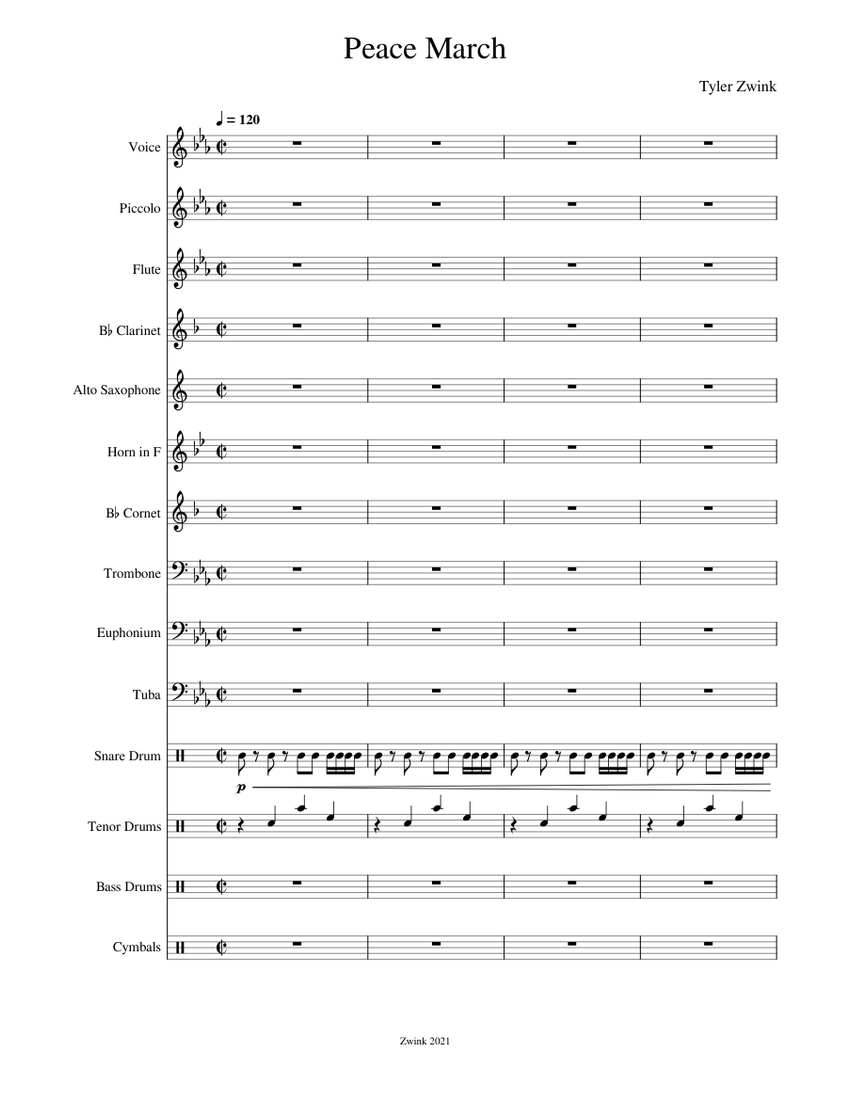 Peace March-Tyler Zwink Sheet music for Trombone, Cornet, Euphonium ...