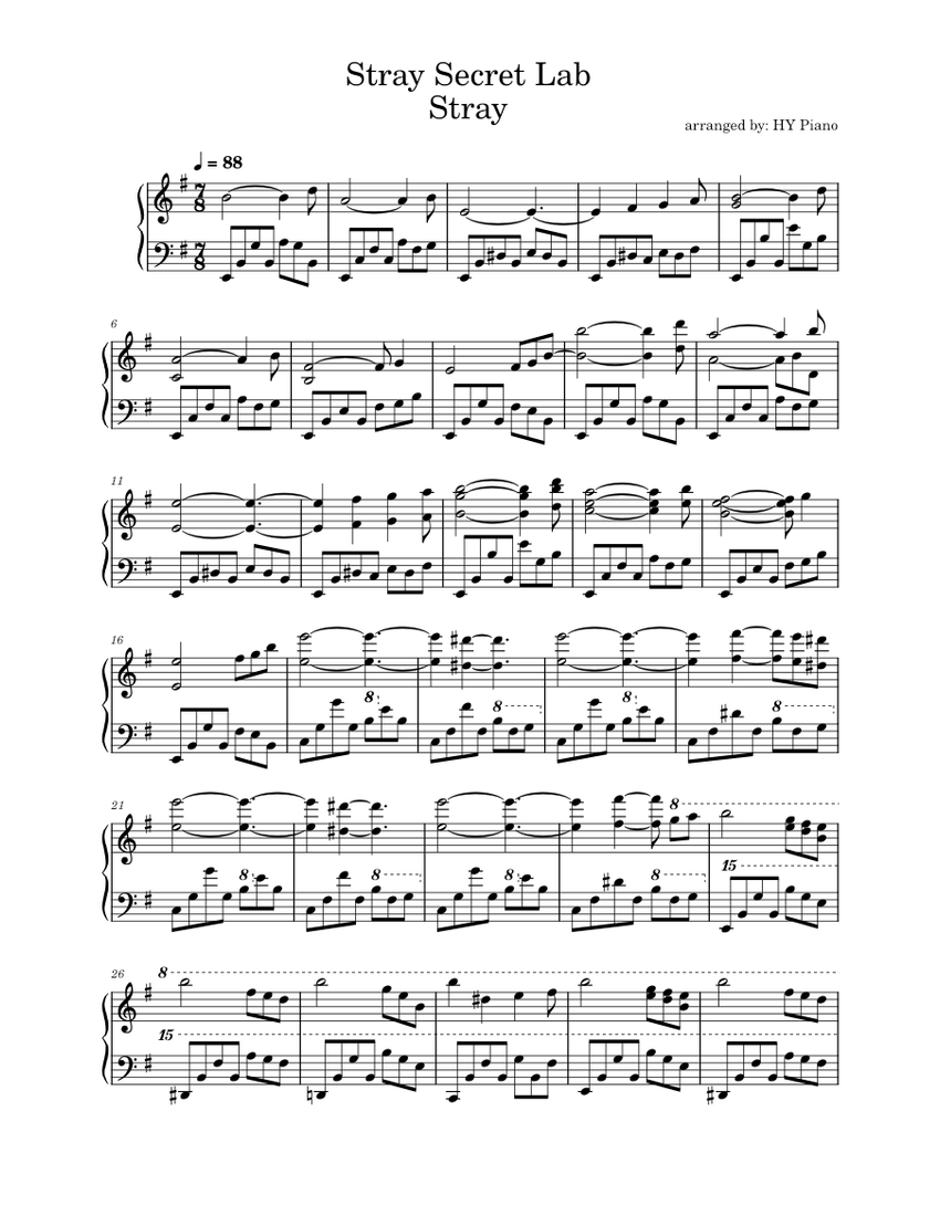 Secret Lab - Yann Van Der Cruyssen/Stray Sheet Music for Piano (Solo ...