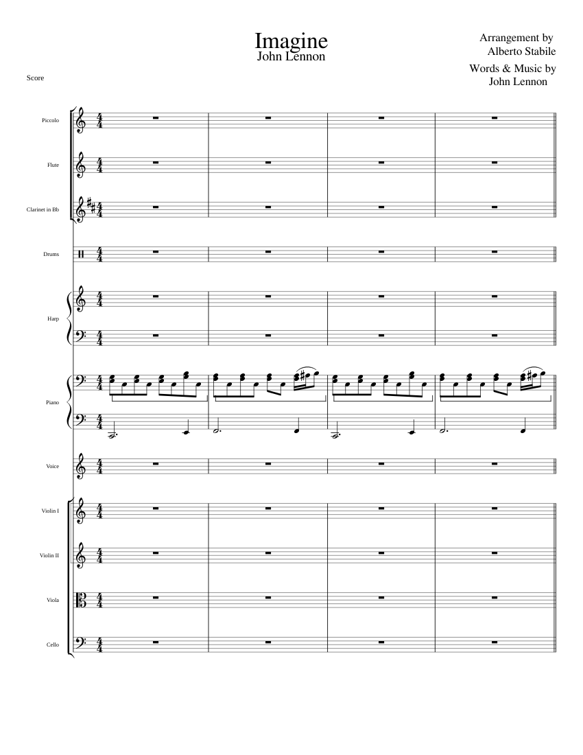 Imagine Sheet music for Piano, Flute, Oboe, Viola & more instruments ...