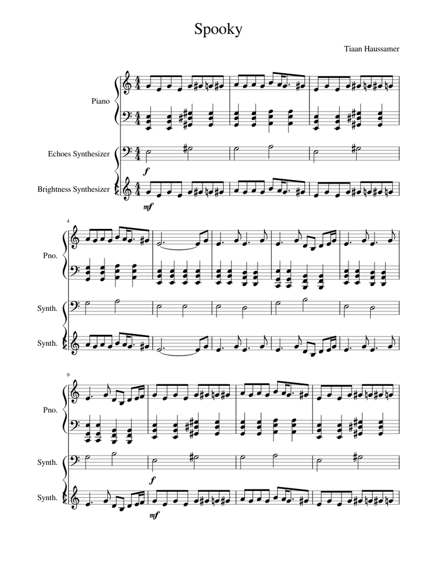 Spooky Sheet music for Piano, Synthesizer (Orchestras) | Musescore.com