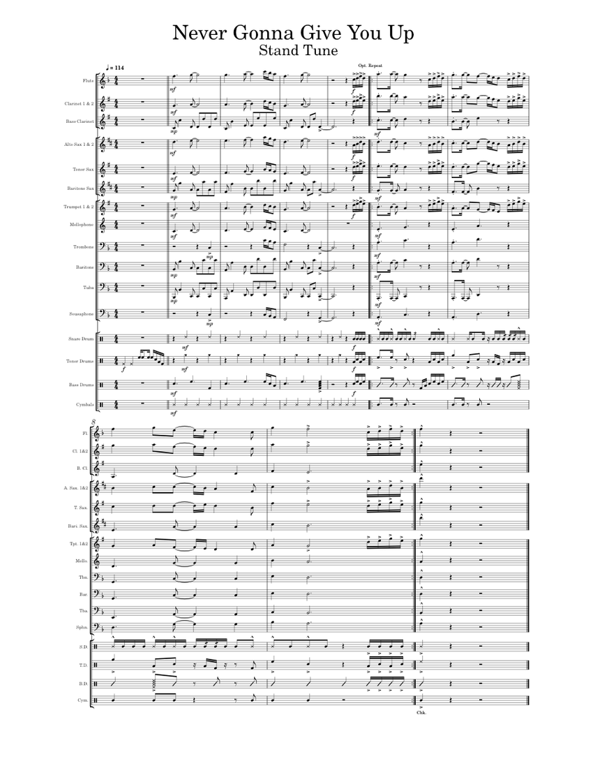 Never Gonna Give You Up – Rick Astley STANDTUNE Sheet music for ...