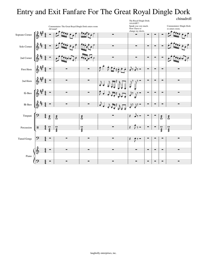 Entry of the Great Dingle Dork Sheet Music for Piano, Cornet, Tuba ...