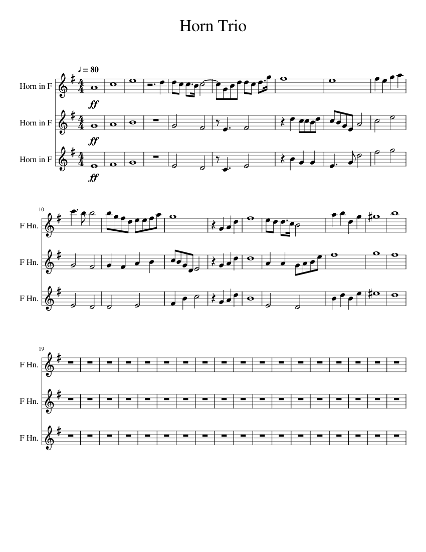 Horn_Trio Sheet music for French horn (Mixed Trio) | Musescore.com