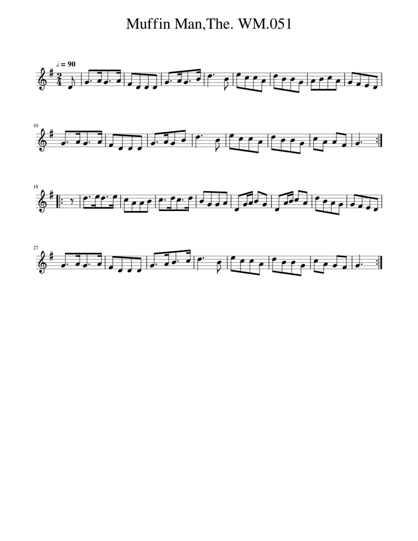 Muffin Man,The. WM.051 Sheet music for Piano (Solo) | Musescore.com