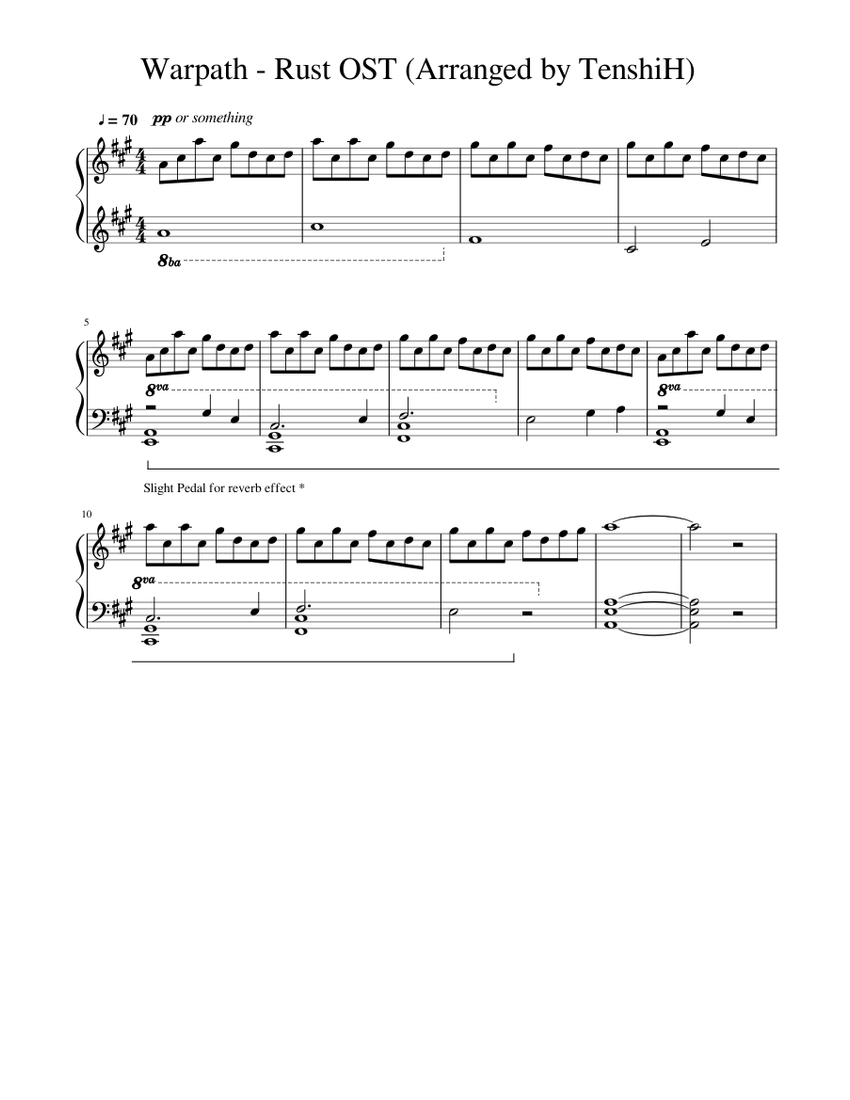 Warpath - Rust OST (Arranged by TenshiH) Sheet Music for Piano (Solo ...