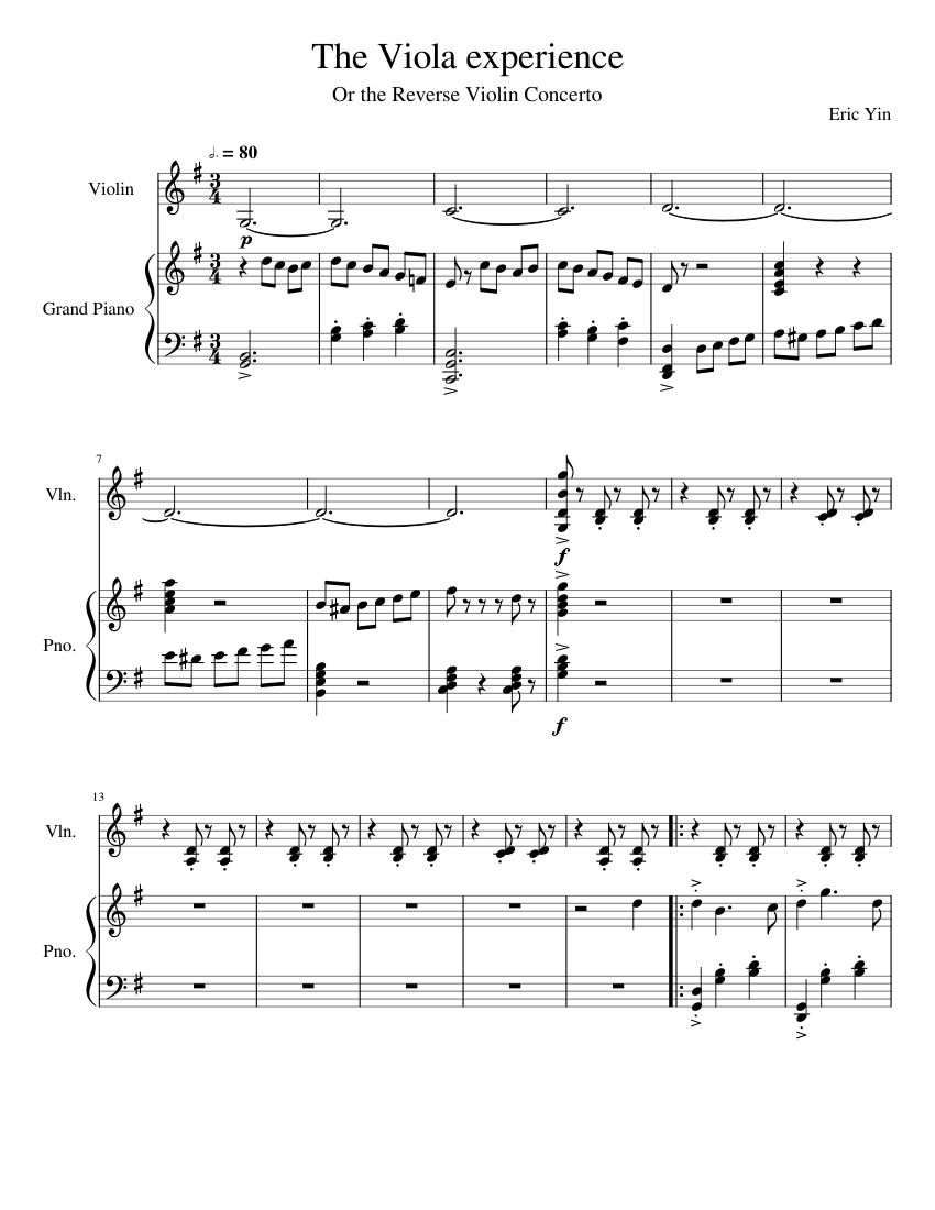 The Viola Experience Sheet Music for Piano, Violin (Solo) | MuseScore.com