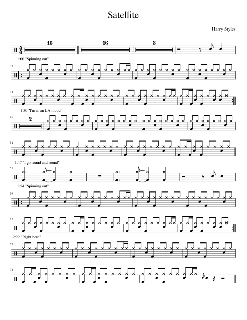 Satellite – Harry Styles Satellite Sheet Music for Drum group (Solo ...