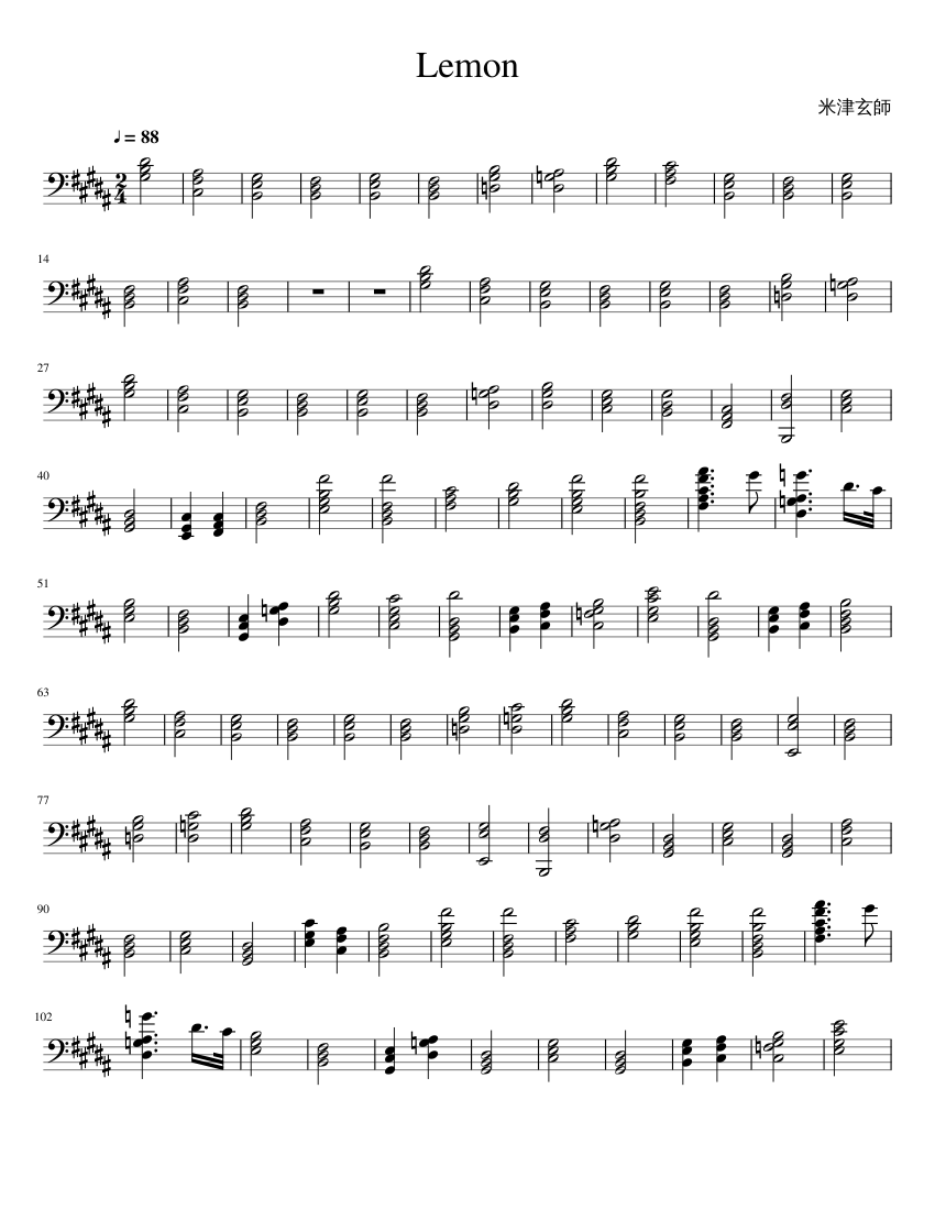 Lemon - 米津玄師 Sheet Music for Piano (Solo) Easy | MuseScore.com