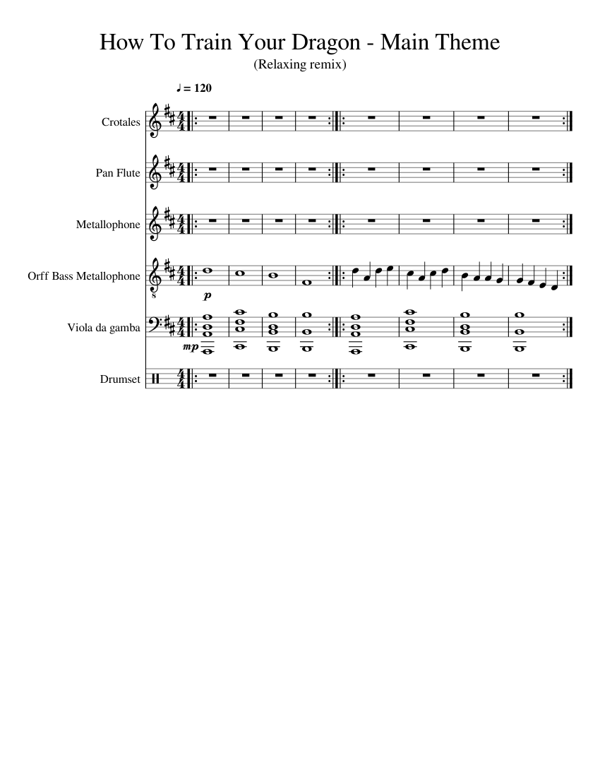 HTTYD Main Theme (Instrumental) Sheet music for Drum group, Crotales ...