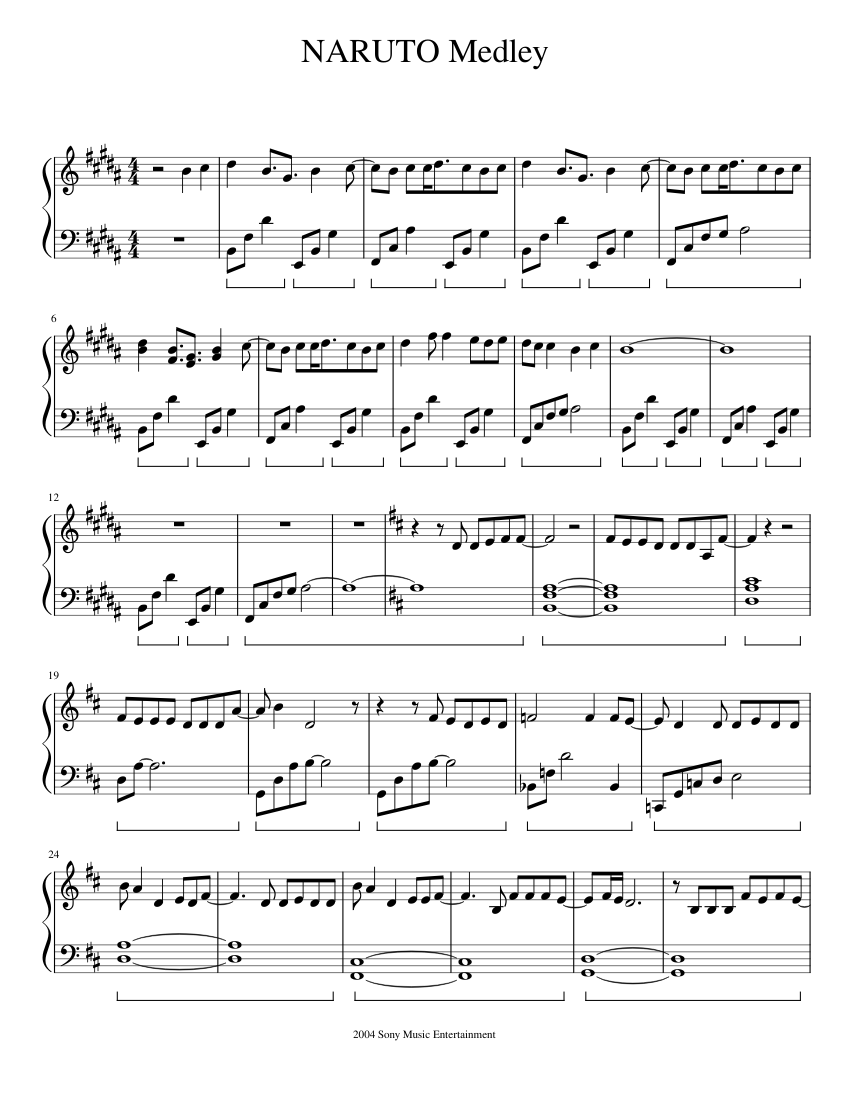 Naruto Medley Piano Sheet music for Piano (Solo) | Musescore.com