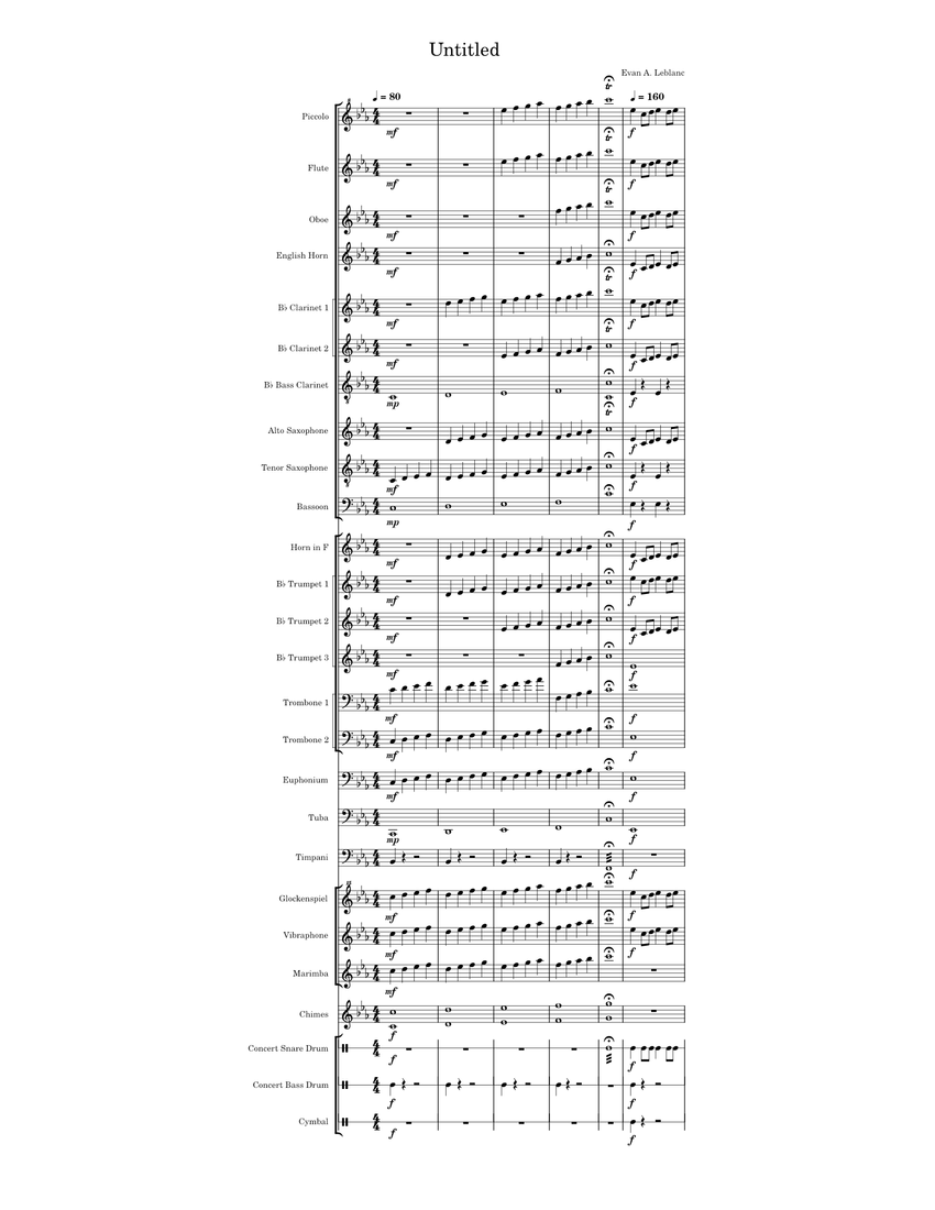 untitled concert band Sheet music for Trombone, Euphonium, Tuba, Flute ...