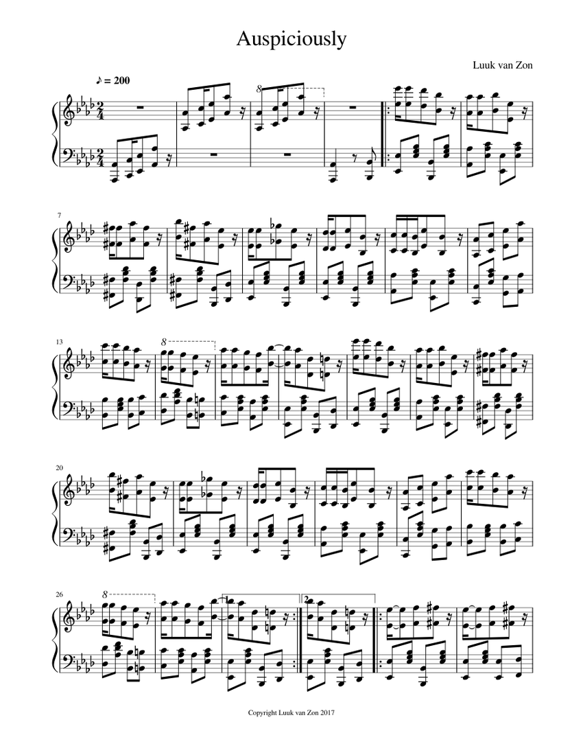 Auspiciously Sheet music for Piano (Solo) | Musescore.com