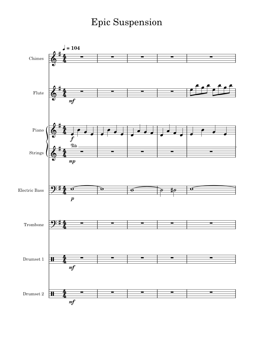 Epic Suspicion Sheet music for Piano, Trombone, Flute, Bass guitar ...