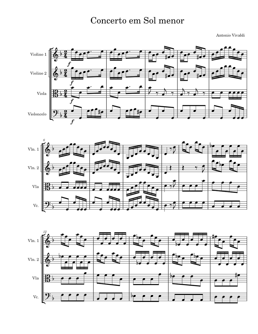 Concerto Sol menor rv152 – Antonio Vivaldi Concerto Sol menor Completo ...