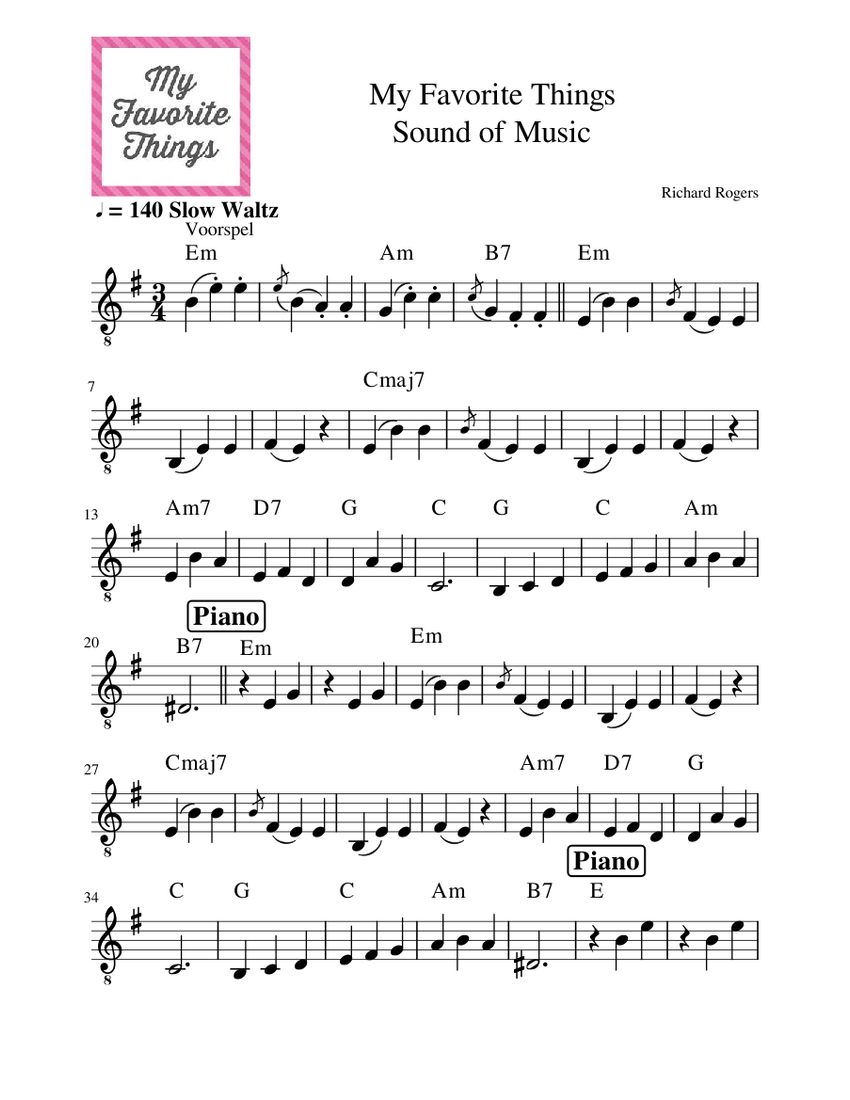 My Favourite Things Sheet music for Guitar (Solo) | Musescore.com