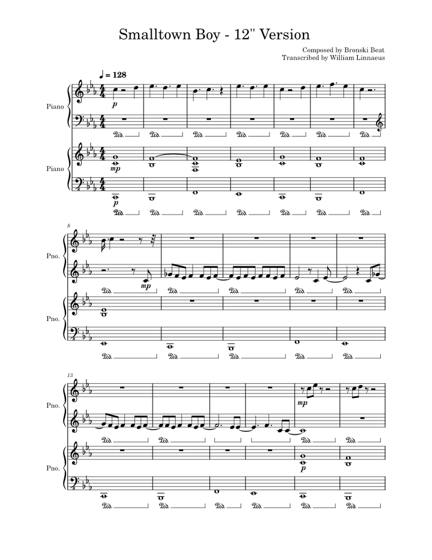 Smalltown Boy - 12" Version – Bronski Beat - Transcription for 2 pianos ...