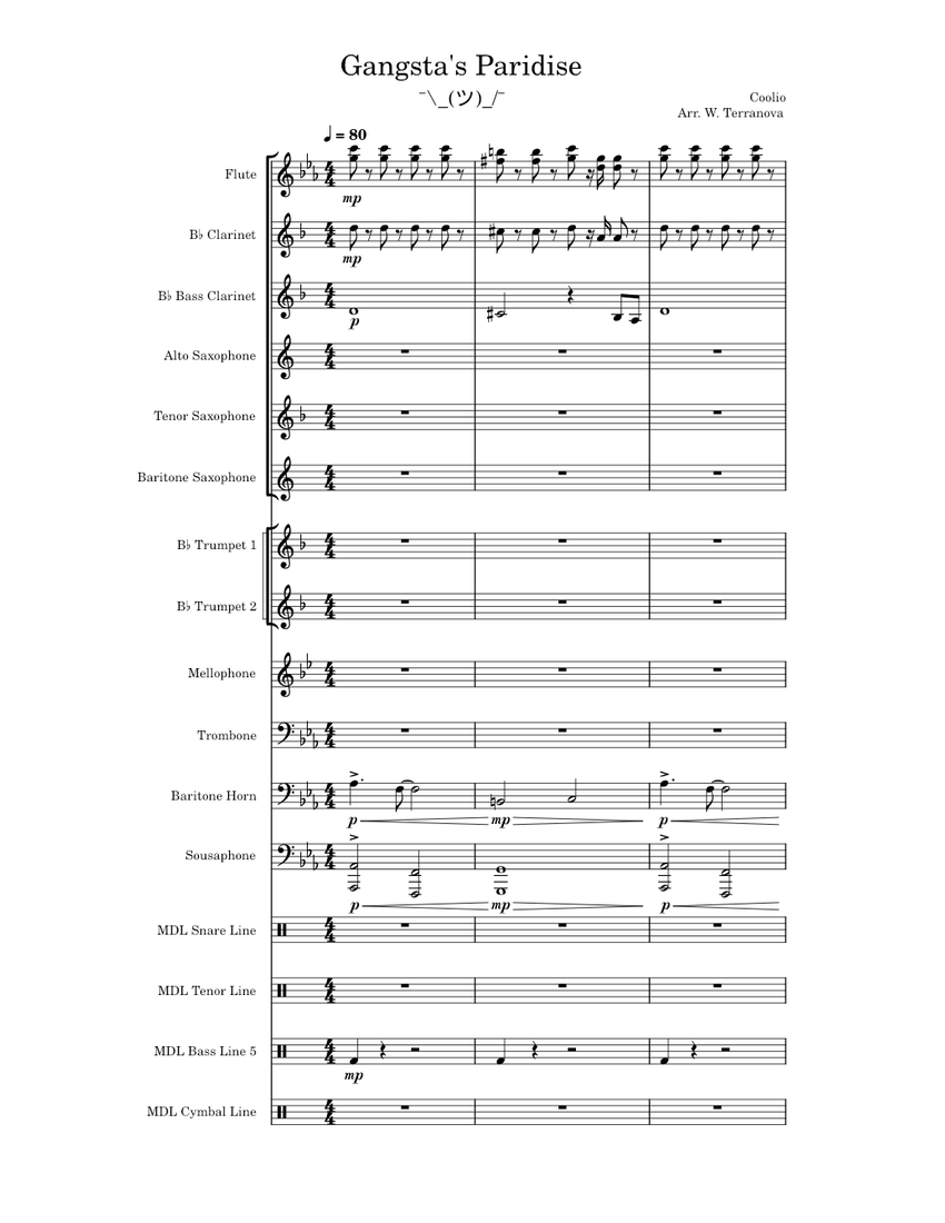 Gangsta's Paridise, but it's marching band Sheet music for Trombone ...